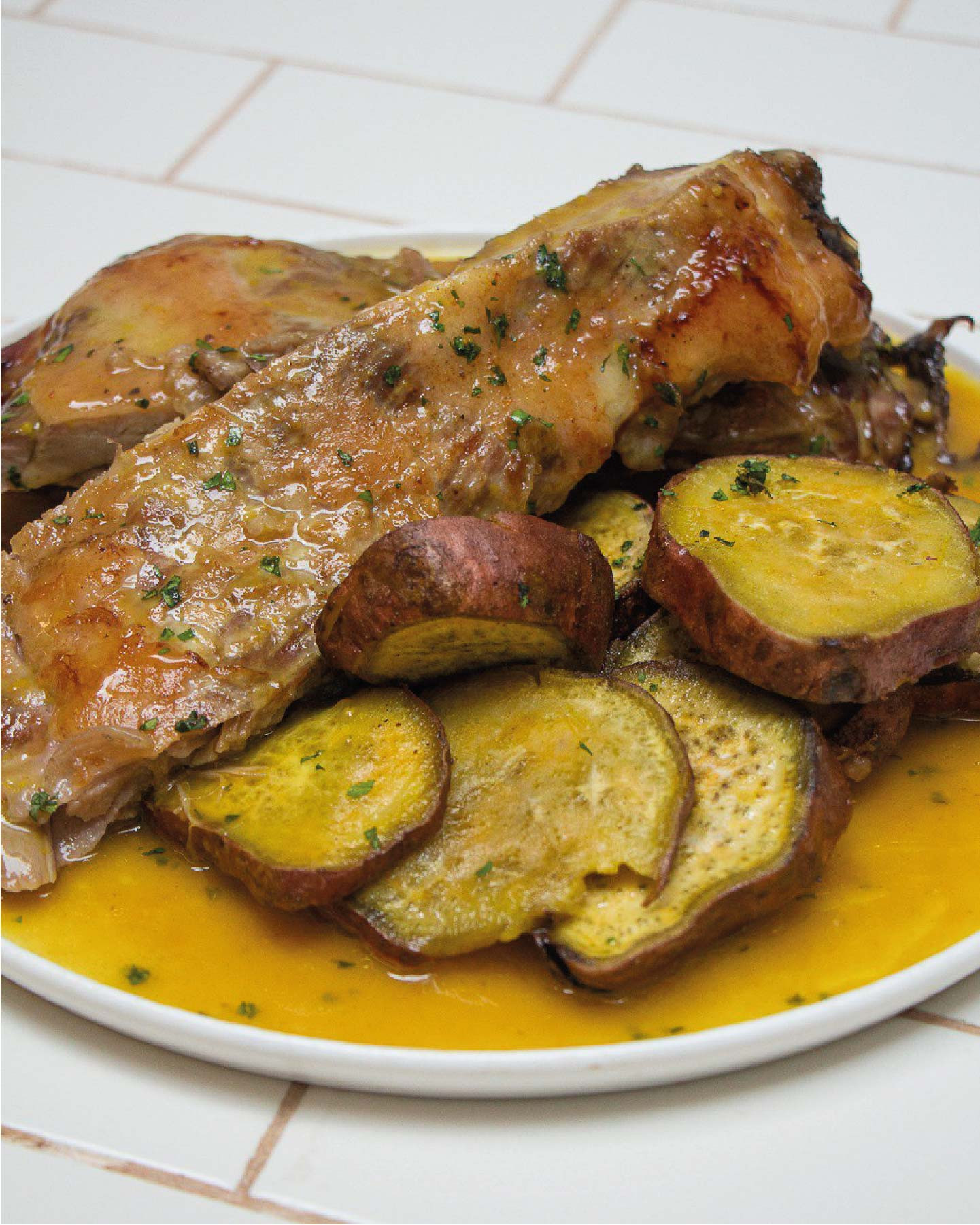 PECHITO DE CERDO A LA MOSTAZA CON BATATAS - Cocineros Argentinos